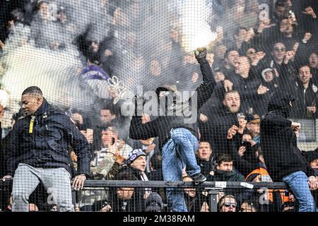 Beerschot's fans pictured during a soccer match between Royal Antwerp ...