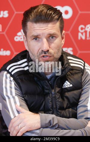 Standard's head coach Luka Elsner pictured during the weekly press ...