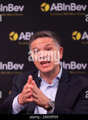 AB Inbev CEO Michel Doukeris pictured during a press conference after a ...