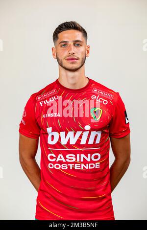 Oostende's Evangelos Evan Patoulidis poses for the photographer at the ...