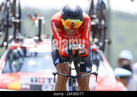 Polish Kamil Gradek of Bahrain Victorious pictured in action during the ...