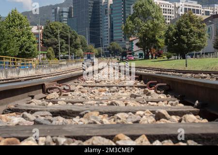 BOGOTA, COLOMBIA - Railroad of old Usaquen Train station located at ...