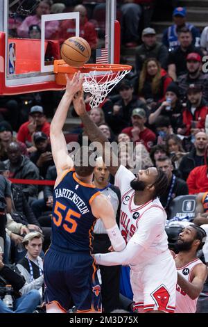 New York Knicks center Isaiah Hartenstein (55) tips a rebound that goes ...