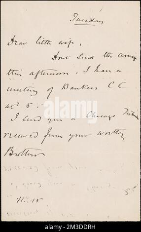 [John Biddulph Martin] autograph note to [Victoria Woodhull Martin ...