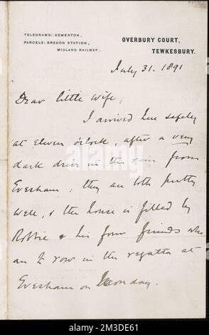 [John Biddulph Martin] autograph note to [Victoria Woodhull Martin ...