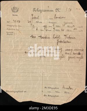 [John Biddulph Martin] telegram to [Victoria Woodhull Martin, London ...