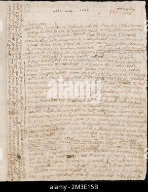 Letter from John Cotton to Rowland Cotton, 1696 June 24 , Massachusetts ...