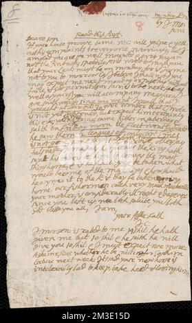 Letter from John Cotton to Rowland Cotton, 1696 June 24 , Massachusetts ...
