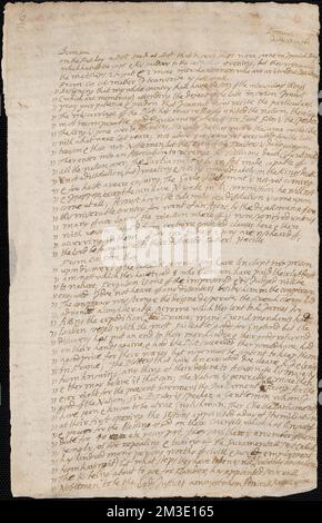 Letter from John Cotton to Rowland Cotton, 1696 June 24 , Massachusetts ...