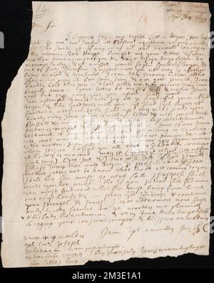 Letter from John Cotton to Rowland Cotton, 1696 June 24 , Massachusetts ...