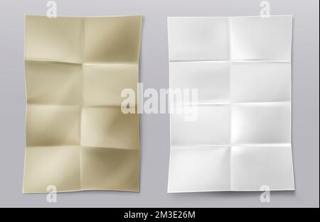 Leaflet mockup. Folded booklet on white background. Trifold paper with ...
