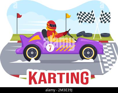 Karting Sport with Racing Game Go Kart or Mini Car on Small Circuit ...