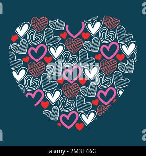 saint valentines day picture of big red heart consists of paper hearts ...