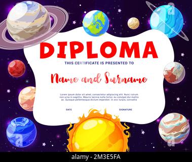 Certificate template for science award with planets in background ...