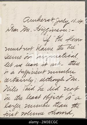 Mabel Loomis Todd, Amherst, Mass., autograph letter signed to Thomas ...