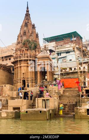 Architecture of ancient building, Historic Varanasi city with ancient ...