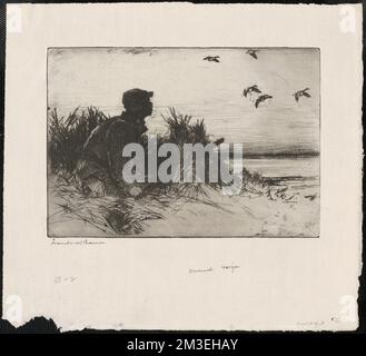 Man in blind , Blinds Shelters, Hunters, Game bird hunting. Frank W ...