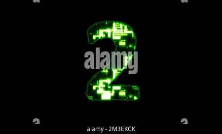 number 6, shining high tech digital cyber punk green alphabet on black ...