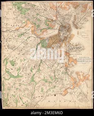 Map of Boston : showing health districts and undrained and drained land ...