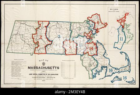 Map of Massachusetts showing population according to United States ...