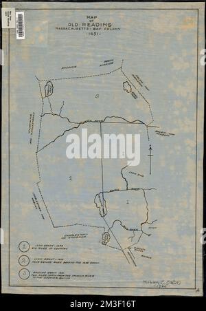Map of old Reading, Massachusetts Bay Colony, 1647 ,. Lucius Beebe ...