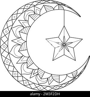 Ramadan Crescent Moon Isolated Coloring Page Stock Vector Image & Art ...