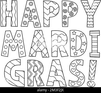 Happy Mardi Gras Coloring Page for Kids Stock Vector Image & Art - Alamy