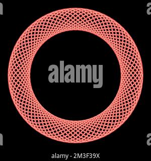 Neon spirograph element empty in center Abstract concentric symbol red color vector illustration ...