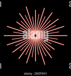 Neon sun rays Sunbeam concept red color vector illustration image flat ...