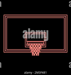 Neon basketball backboard Basketball hoop on backboard red color vector ...