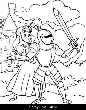 Knight Protecting the Princess Illustration Stock Vector Image & Art ...