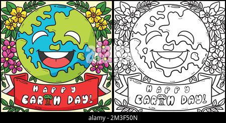 Happy Earth Day Coloring Page for Kids Stock Vector Image & Art - Alamy