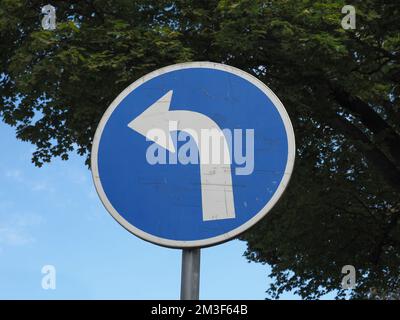 Regulatory Signs, Turn Left Ahead Traffic Sign Stock Photo - Alamy