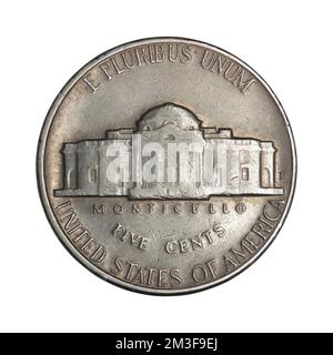 USA 5 cents, 1964 on white background Stock Photo - Alamy