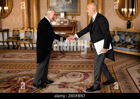 Inigo Lambertini, Italian Ambassador to the UK gives a speech during a ...
