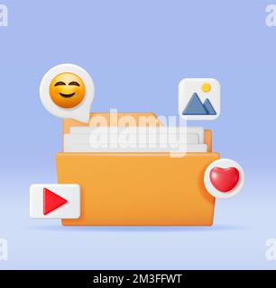 3D Multimedia Folder with Media Files Stock Vector Image & Art - Alamy