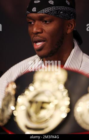 KSI during a press conference at Glaziers Hall, London. KSI and Joe ...