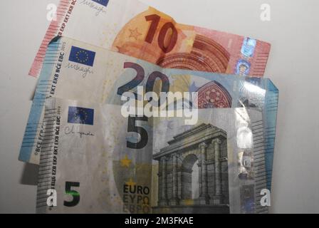 Copenhagen/Denmark/15 December 2022/ Euro currency notes in danish ...