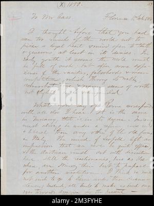 Margaret Fuller manuscript letter to Lewis Cass, Florence., 4 October ...