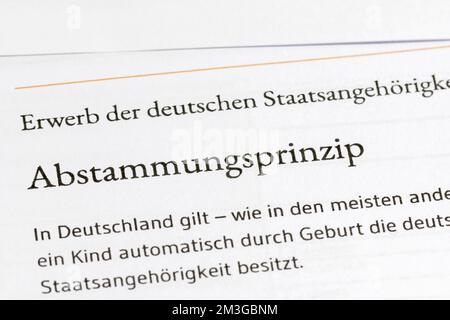 Application for acquisition of German citizenship, principle of descent ...