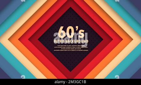 Abstract funky 1960's background with rhombus elements and retro colors ...