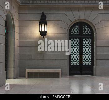Night photograph, Prussian State Library of Berlin, Unter den Linden ...