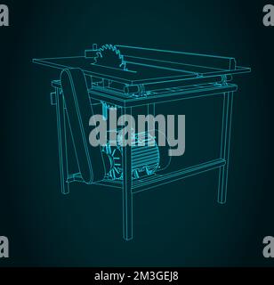 Stylized vector illustration of professional table saw close-up Stock ...
