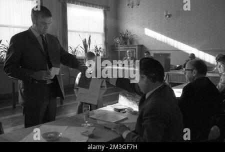 The 1969 federal election here on 28. 9. 1969 at a polling station in a ...