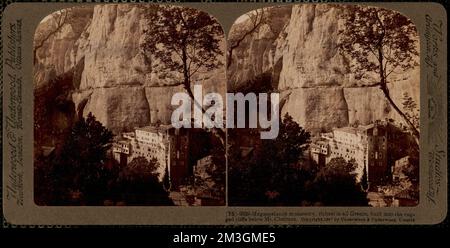 Megaspelaeon monastery, richest in all Greece, built into the rugged ...