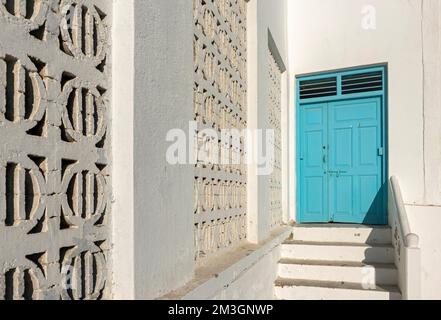 Blue door, Colonial architecture, Muttrah Corniche, Muscat, Oman Stock ...
