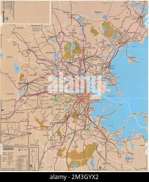 Metropolitan Boston transportation map : subway, bus, rail , Local ...