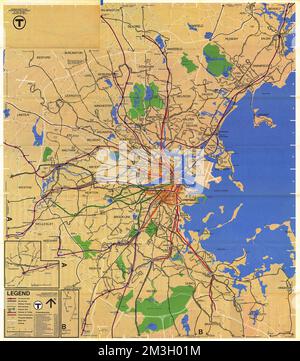 Metropolitan Boston transportation map : subway, bus, rail , Local transit, Massachusetts ...