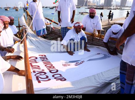 Doha, Qatar, 15th November 2022. World Cup promotional sails are ...
