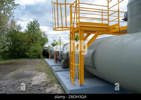 natural gas insulated pipelines in the field in Europe. Hub of the ...
